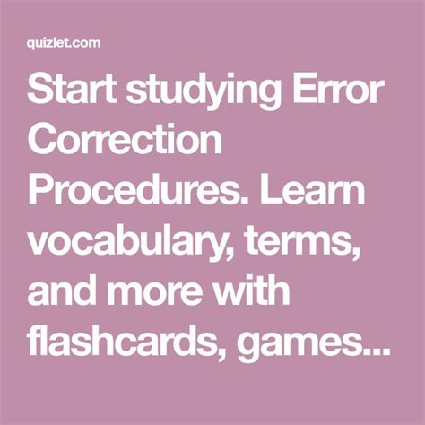 Error Correction Procedures Master The Techniques