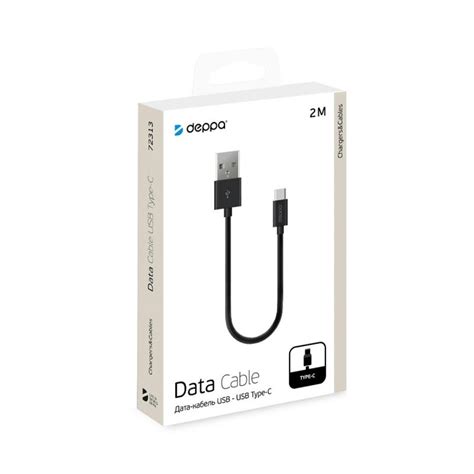 Кабель Deppa Usb A Usb C Usb 2 0 2 4a 2м черный арт 1259257 купить в Москве оптом и в