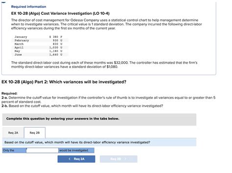 Solved EX Algo Cost Variance Investigation LO Chegg Com