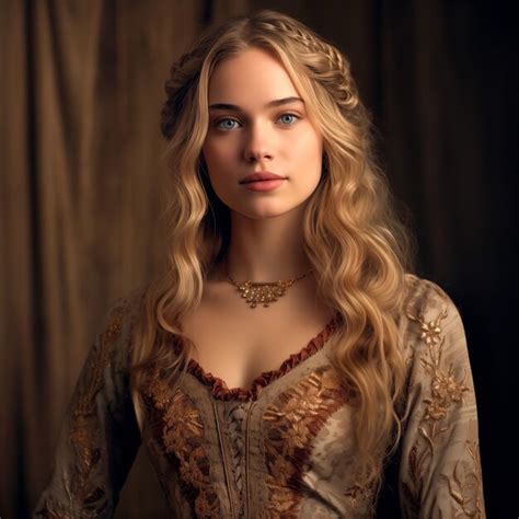 Premium Photo A Woman With Long Blonde Hair Wearing A Dress