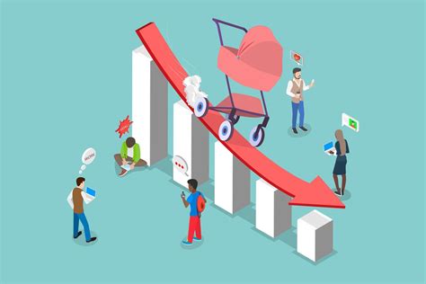 3d Isometric Flat Illustration Of Fertility Reduction In Europe
