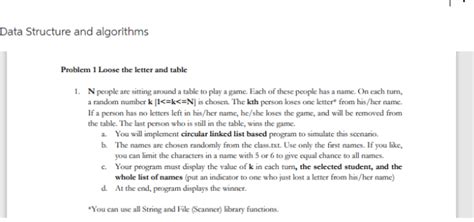 Solved Data Structure And Algorithms Problem 1 Loose The