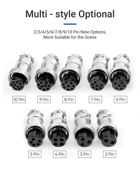 Gx16 Aviation Connector Male And Female One Pair 8pin Straightpanel Mount Solder Type Connector