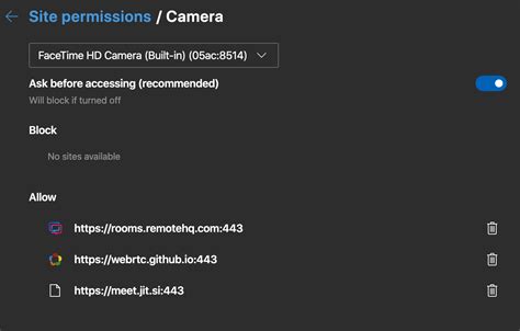 camera permissions screen webrtchacks