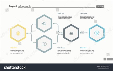 Five Elements Flowchart Slide Template Business Stock Vector Royalty