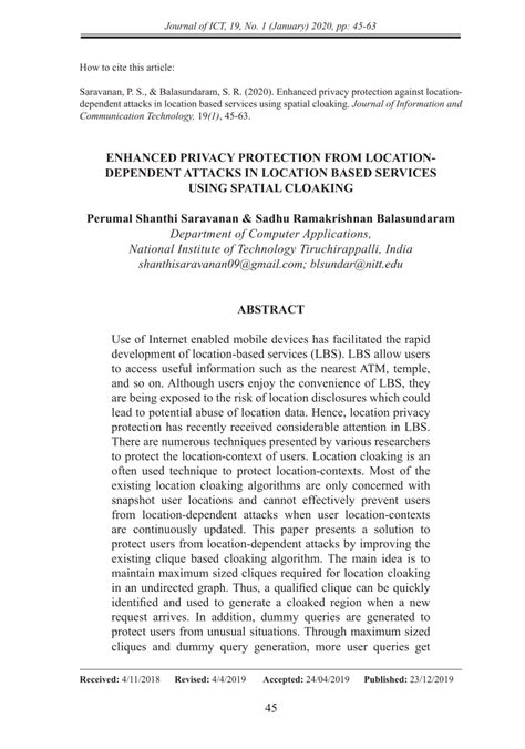 pdf enhanced privacy protection from location dependent attacks in