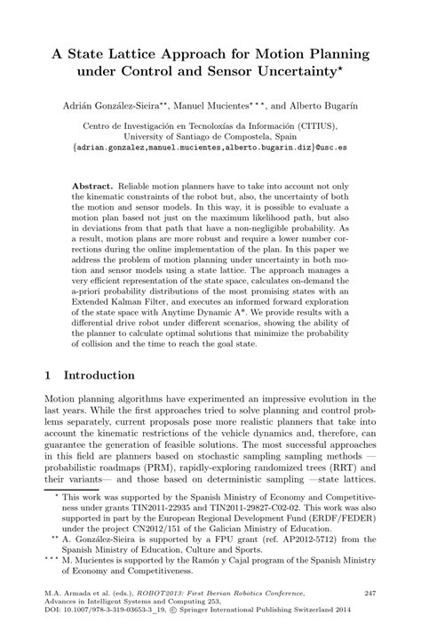 PDF A State Lattice Approach For Motion Planning Under Control And Sensor Uncertainty