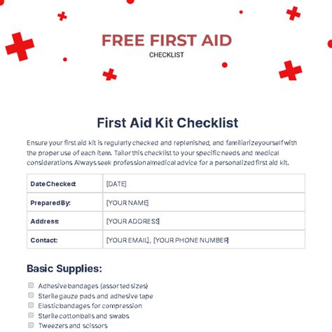 Free First Aid Checklist Template To Edit Online