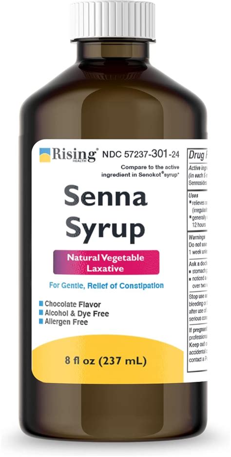 Rising Health Natural Vegetable Laxative Senna Sennosides Syrup 8 8mg 5ml