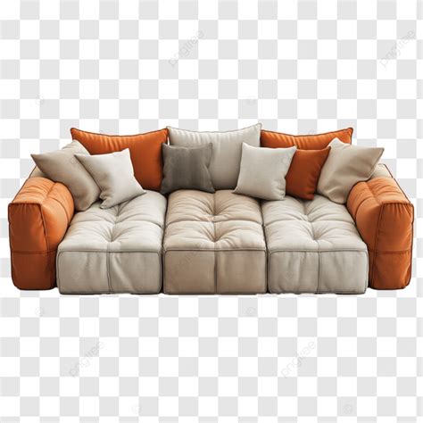 베개 3d 렌더링을 갖춘 현대적인 베이지색 및 오렌지색 모듈식 소파 오렌지 베이지 소파 단면 소파 쿠션 현대 술 소파 Png 일러스트 및 이미지 에 대한 무료 다운로드