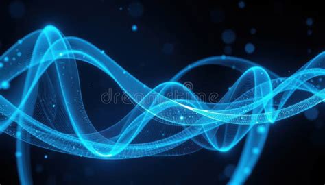 Futuristic Blue Waves With Glowing Particles Create Mesmerizing Visual Effect Stock Illustration