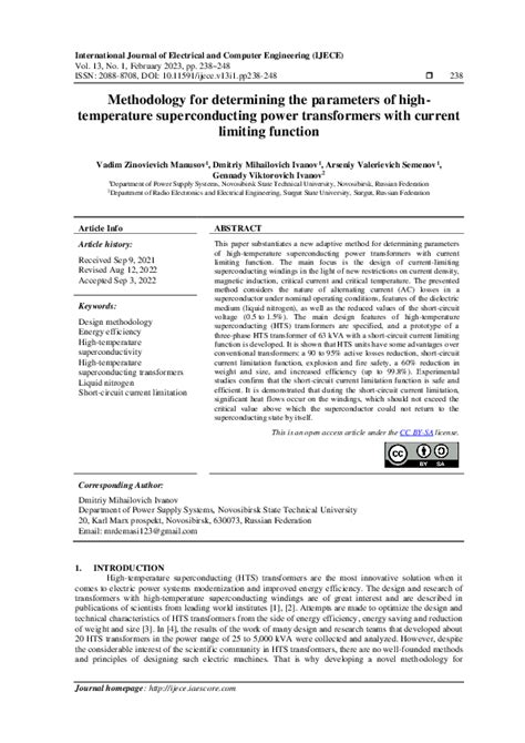 Pdf Methodology For Determining The Parameters Of Hightemperature Superconducting Power