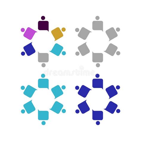Colorful People Team Teamwork Sign Symbol Logo Stock Illustration
