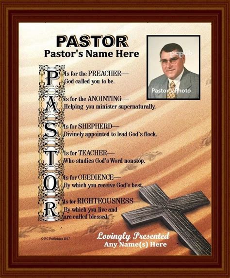 Pastor Or Pastors Appreciation Anniversary Personalized Photo Name Poem