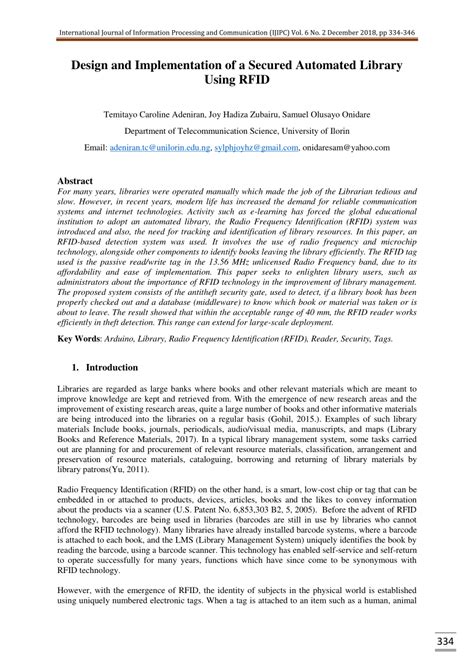 PDF Design And Implementation Of A Secured Automated Library Using RFID