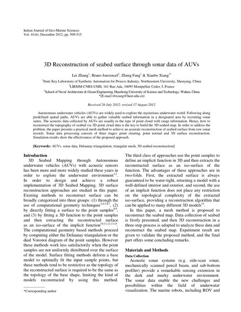 PDF D Reconstruction Of Seabed Surface Through Sonar Data Of AUVs