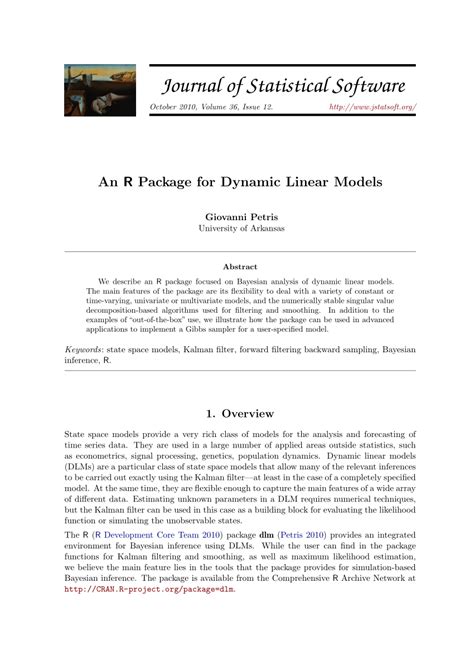 Pdf An R Package For Dynamic Linear Models