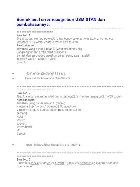 Contoh Soal Toefl Error Recognition Bakti Soal