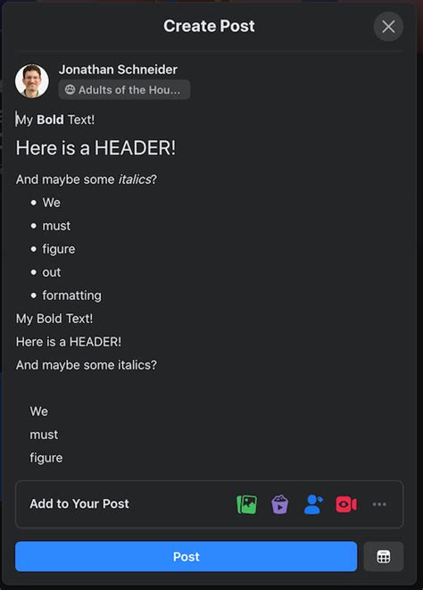 Facebook How To Successfully Paste Formatted Text Into A Group Post
