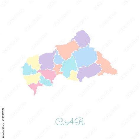 Vetor De Car Region Map Colorful With White Outline Detailed Map Of