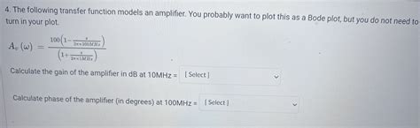 Solved 4 The Following Transfer Function Models An