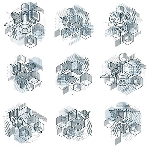 Premium Vector Lines And Shapes Abstract Vector Isometric 3d Backgrounds Layouts Of Cubes