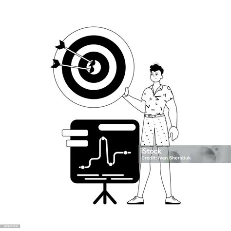 그래프를 사용한 조롱 화살이 먹이를 때린다 검은 색과 고환 달걀 흰자 선형 스타일러스 트렌디한 스타일 벡터 일러스트레이션 검은색에 대한 스톡 벡터 아트 및 기타 이미지