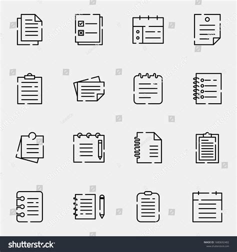 Note Memo Letter Icon Set Simple Stock Vector Royalty Free