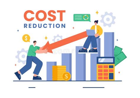 Cost Reduction Vector Illustration Depicting Decrease Price