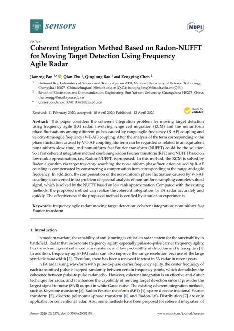 Pdf Coherent Integration Method Based On Radon Nufft For Moving Target Detection Using