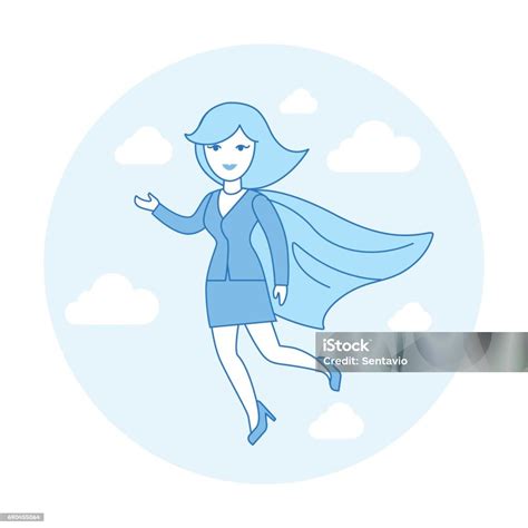 양복과 슈퍼 영웅 빨간 케이프 벡터 일러스트 레이 션 로 선형 평면 사업가 비즈니스 리더 개념입니다 라인아트에 대한 스톡 벡터