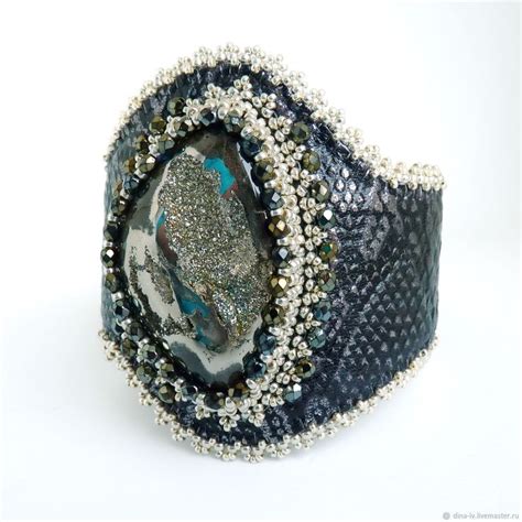 Браслет женский кожаный с натуральным камнем Симбирцитовая жеода в интернет магазине на Ярмарке