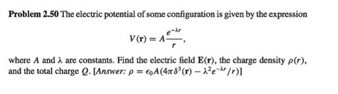 Solved Problem The Electric Potential Of Some Chegg