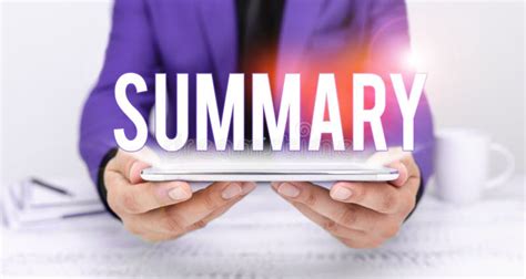 Text Caption Presenting Summary Word Written On Brief Statement Abstract Synopsis Concise