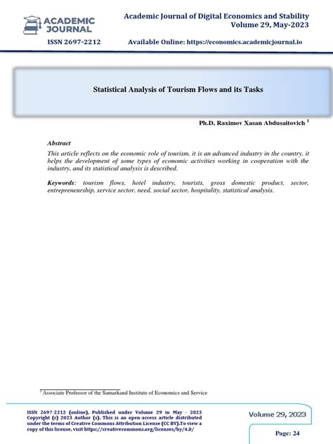 Statistical Analysis Of Tourism Flows And Its Tasks Pdf Tourism