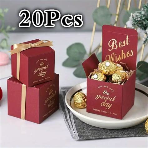 20 יחידות חבילה קופסאות ממתקים למתנות יום מיוחד עם סרט Temu