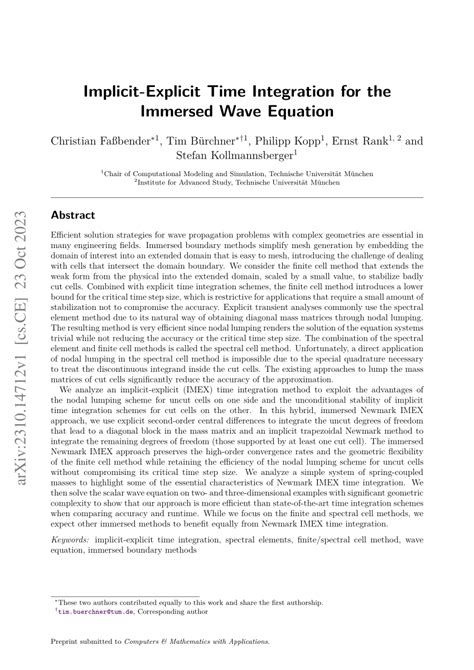 pdf implicit explicit time integration for the immersed wave equation