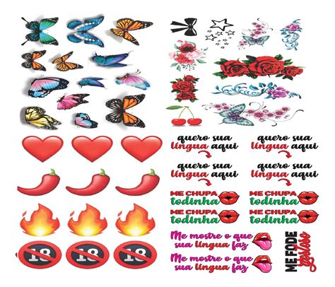 Kit Com Cartelas Tatuagem Tatoo Tempor Ria Intima Er Tica Parcelamento Sem Juros