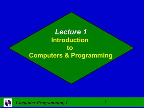 Computer Programming Lecture 1 Ppt