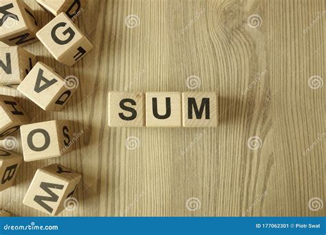 Word Sum From Wooden Blocks Stock Image Image Of Summary Count 177062301