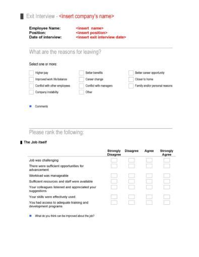 Best Exit Interview Templates Forms ᐅ TemplateLab
