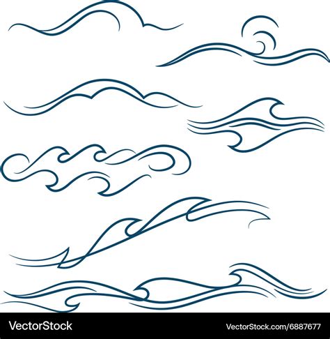 Simple Waves Set Royalty Free Vector Image Vectorstock