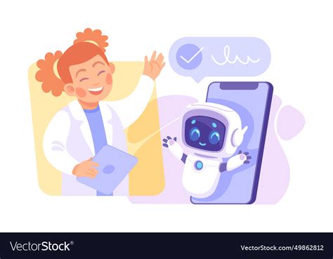 Ai Chatbot Communication With Woman At Smartphone Vector Image