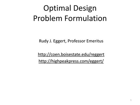 Ppt Optimal Design Problem Formulation Powerpoint Presentation Free Download Id 6355904