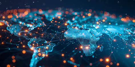 Abstract World Map Concept Of Global Network And Connectivity International Data Transfer And
