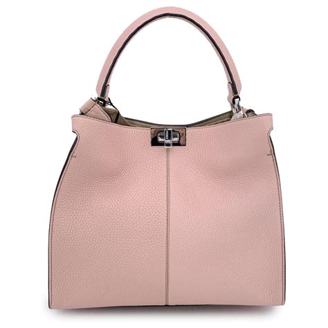 Fendi Selleria Pink Leather Peekaboo X Lite Medium Top Handle Bag Ref