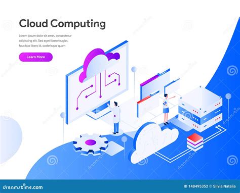 Cloud Computing Isometric Illustration Concept Modern Flat Design