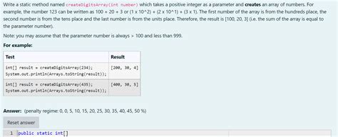 Solved Write A Static Method Named Createdigitsarray Int Chegg