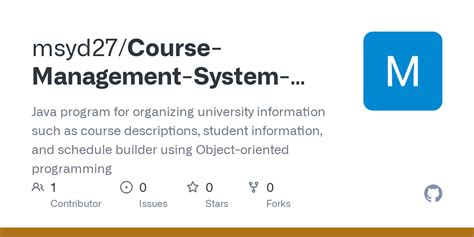 GitHub Msyd Course Management System Java Java Program For