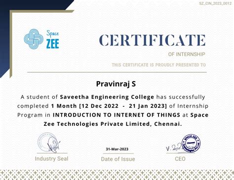 Pravinraj S On Linkedin Internshipcompletion Iot Techjourney Grateful
